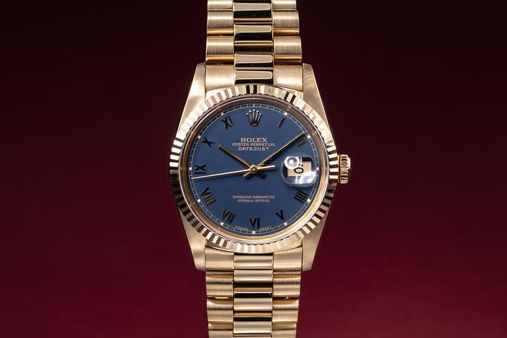 1988 Rolex 18K YG DateJust 16238 Blue Roman Dial | Tropical Watch