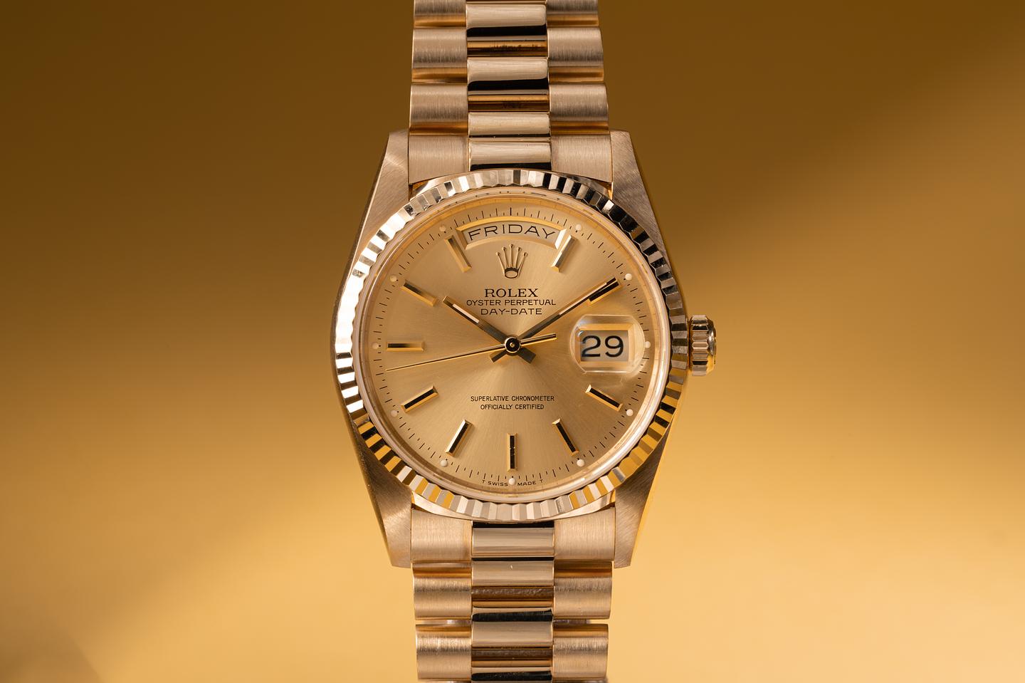 Tropical Watch - 1993 Rolex 18K YG Day-Date 18238 Champagne Dial