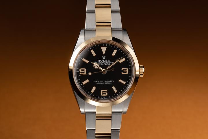 Tropical Watch - 2022 Two-Tone Rolex Explorer 124273 with Box and Papers