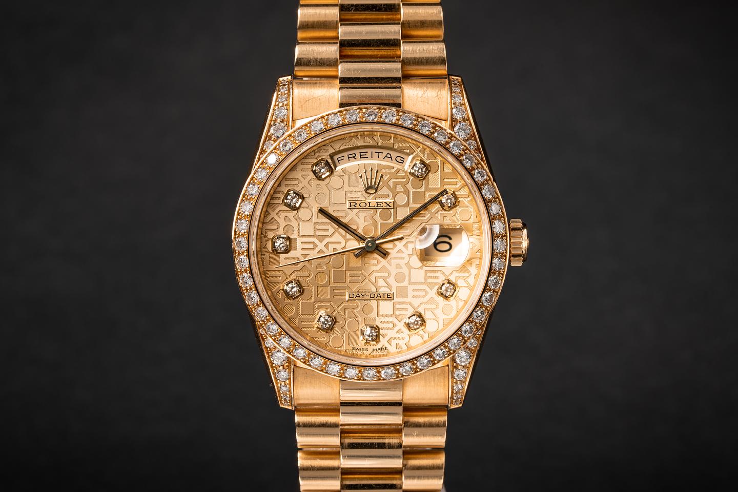 Tropical Watch - 1995 Rolex Diamond Lug 18K YG Day-Date 18388 with ...