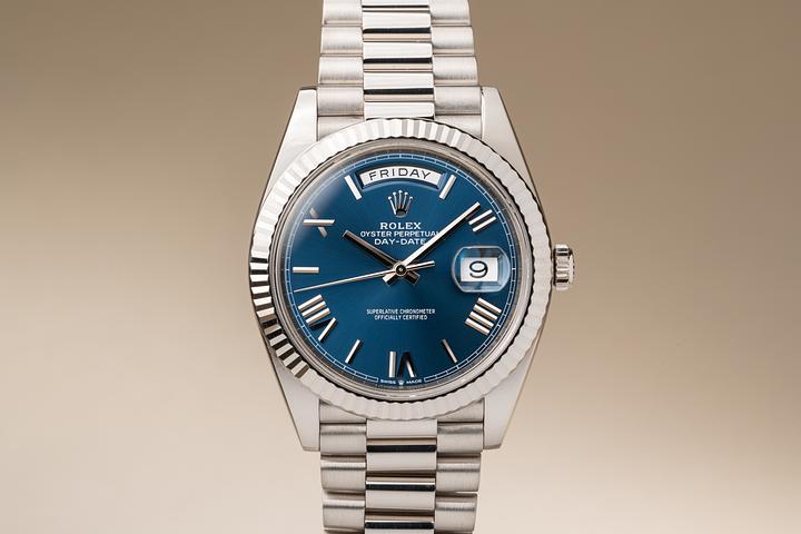 Rolex 40mm 18K WG Day-Date 228239 Blue Dial with Box and Papers ...