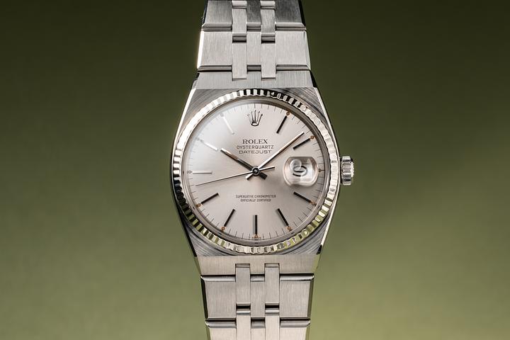 1981 Rolex OysterQuartz DateJust 17014 Silver Dial | Tropical Watch