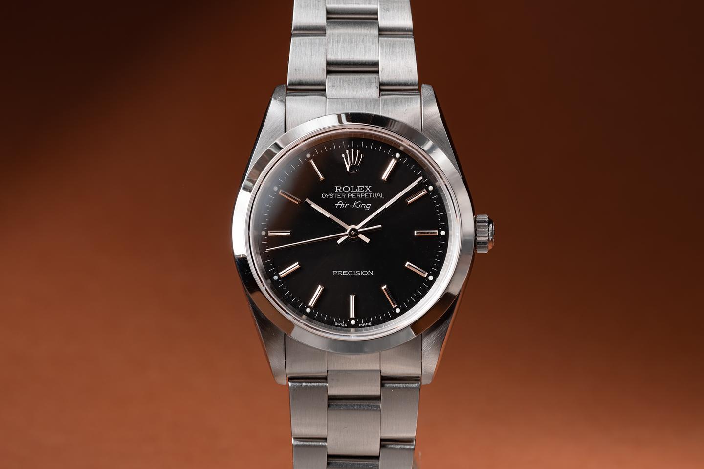 1995 Rolex Air-King 14000 Black Dial | Tropical Watch