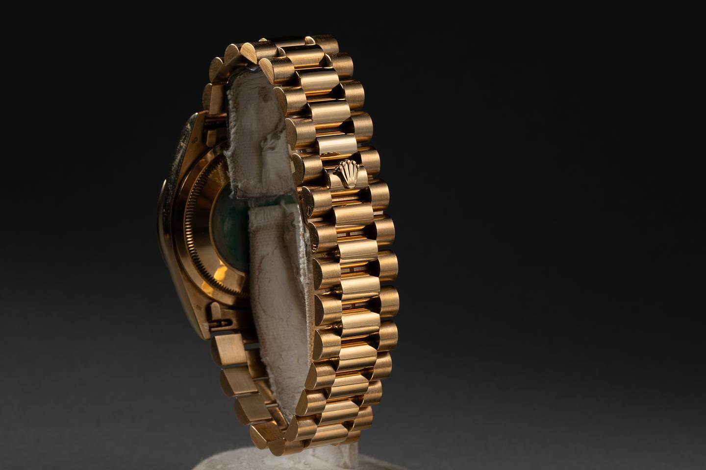 1994 Rolex 18K YG Day-Date 18238 Fossil Diamond Dial | Tropical Watch