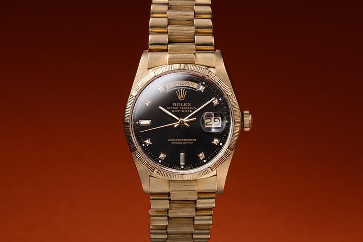 1988 Rolex 18K YG Day-Date 18078 Black Dial with RSC and Box | Tropical ...