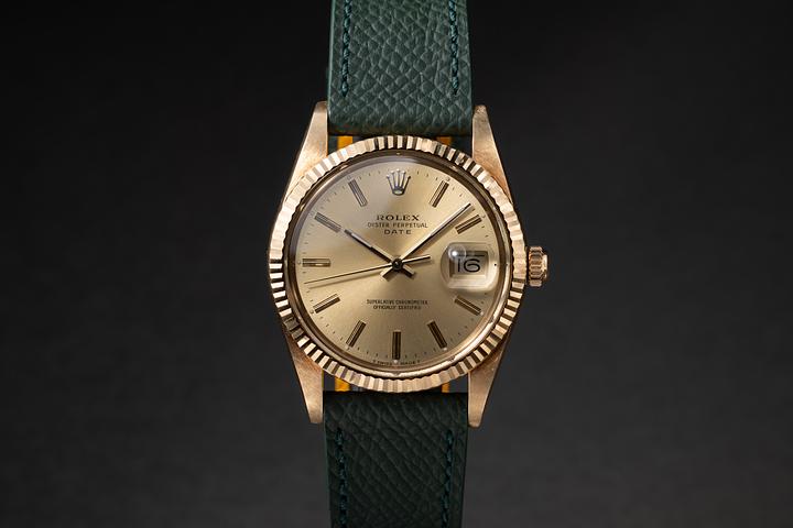 1987 Rolex 14K YG Date 15007 Champagne Dial | Tropical Watch